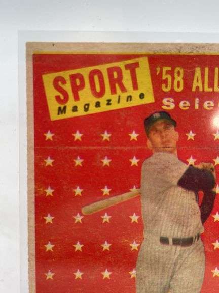 1958 Mickey Mantle Topps All Star Baseball Card - Kraft Auction Service ...