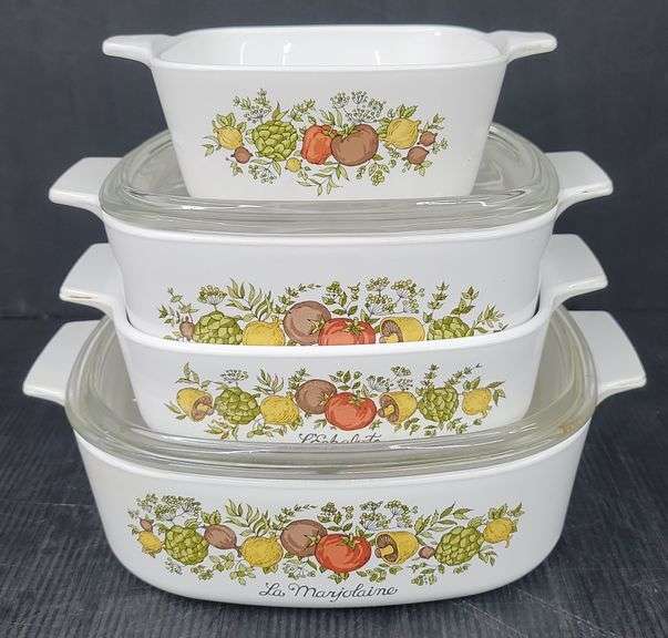 (K) Set Of Vintage Corning Ware Casserole Dishes With Spice Of Life ...