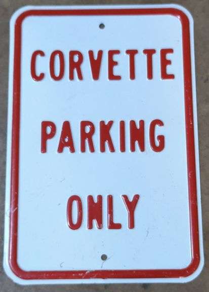 (I) Vtg Corvette Parking Only Sign Porcelain. 12 x 18 inch. One Sided ...
