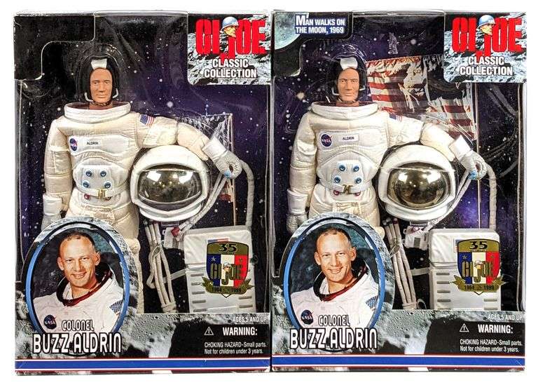 (2) Hasbro GI Joe Colonel Buzz Aldrin Astronaut 12 Inch Action Figures ...