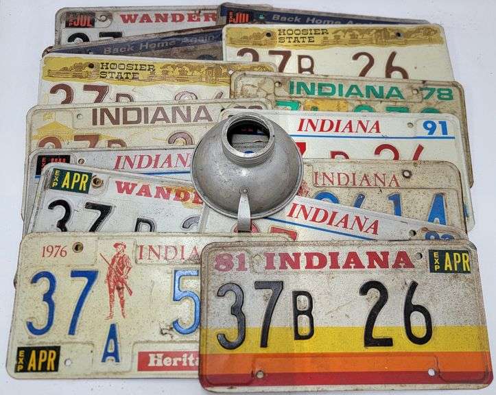 (AA) License Plates & Jar Funnel - Kraft Auction Service, LLC