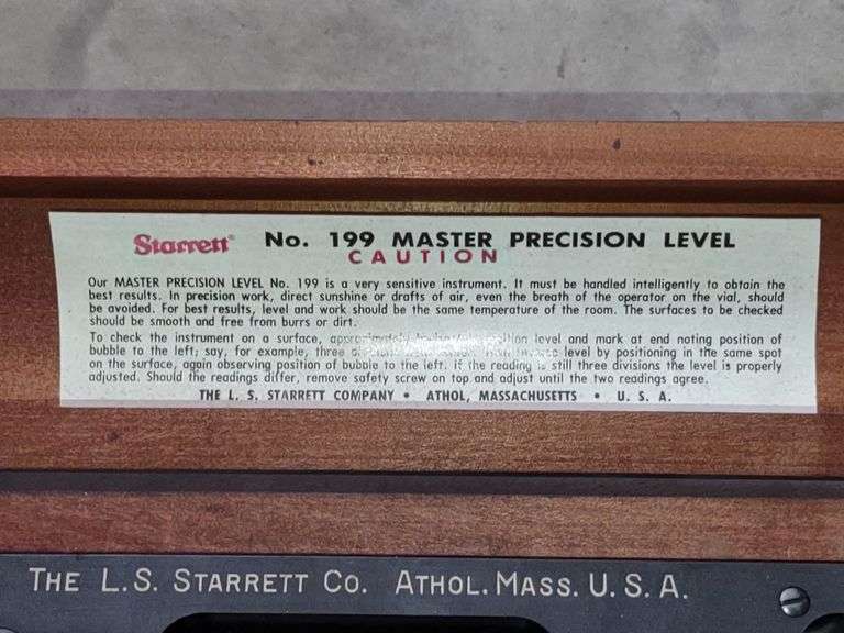Starrett No.199 Master Precision Level - Kraft Auction Service, LLC