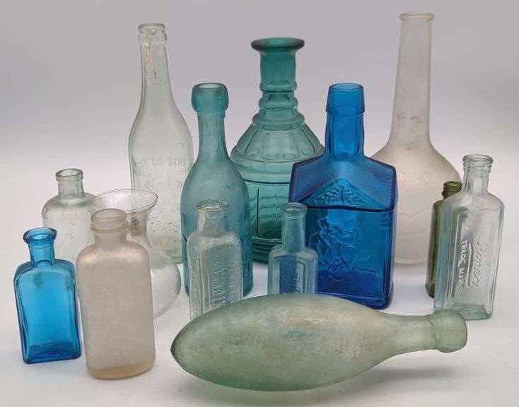(XY) Vtg Blue Bottles, Schweppes Torpedo Bottle. 9 inch. Independent ...