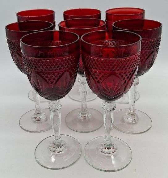 (H) Durand Antique Red Water Goblets - Kraft Auction Service, LLC