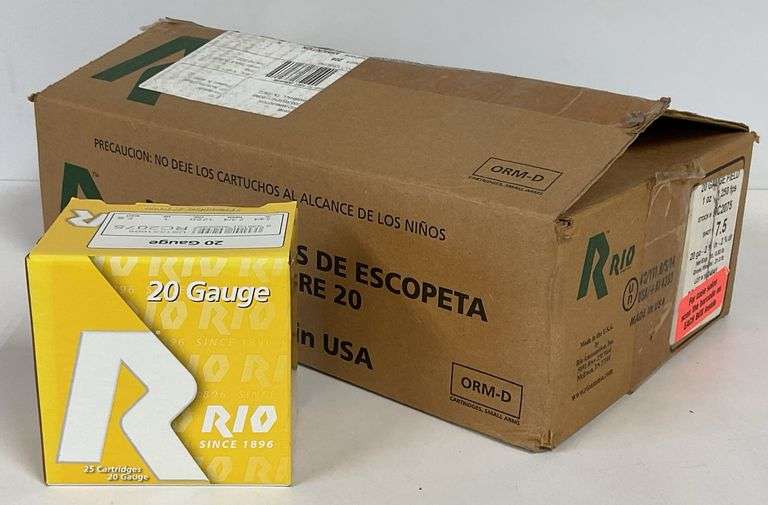 (K) 250 Rounds Rio 20 Gauge Shotgun Shells - Kraft Auction Service, LLC
