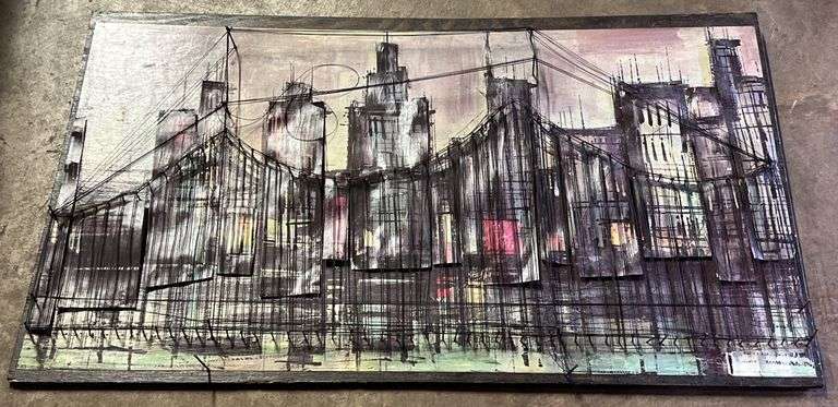 (I) 1970s String Art Cityscape - Kraft Auction Service, LLC