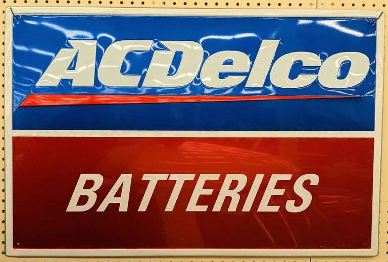 SST AC Delco Batteries Embossed Advertising Sign - Kraft Auction ...