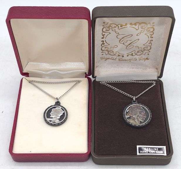 (F) Two Hand Cut Coin Necklaces - Kraft Auction Service, LLC