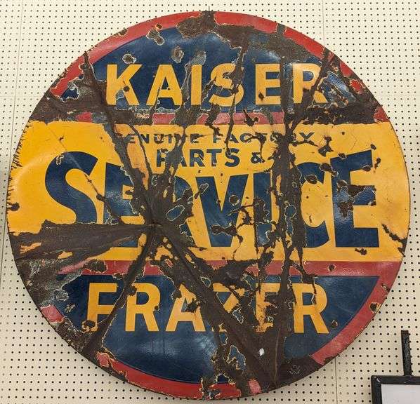58in Vintage DSP Kaiser Frazer Dealer Adv Sign - Kraft Auction Service, LLC