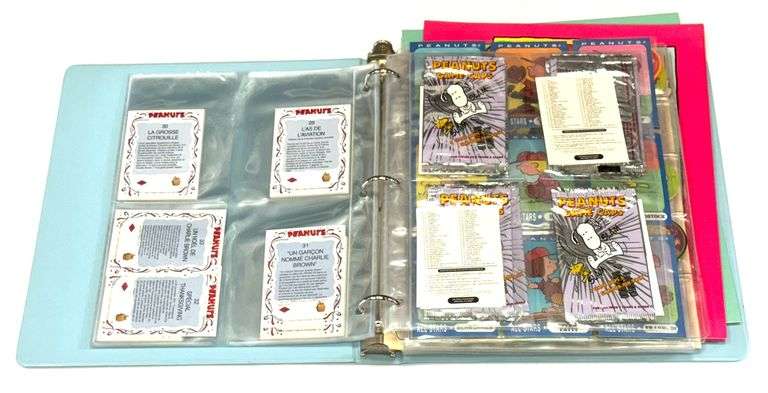 Binder Filled With Peanuts Comic Trading Cards 1-33, POGS Milk Caps & 2 ...