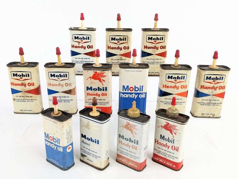 (13) Vintage Mobil Handy Oil Oiler 4oz Cans - Kraft Auction Service, LLC