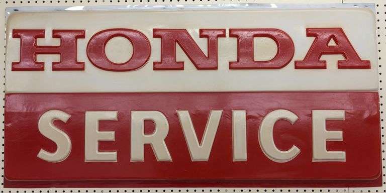 Vintage Honda Service Embossed Plastic Sign - Kraft Auction Service, LLC