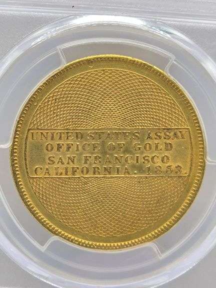 1853 U.S. Assay Office Twenty Dollar "900" Gold Coin PCGS Genuine ...