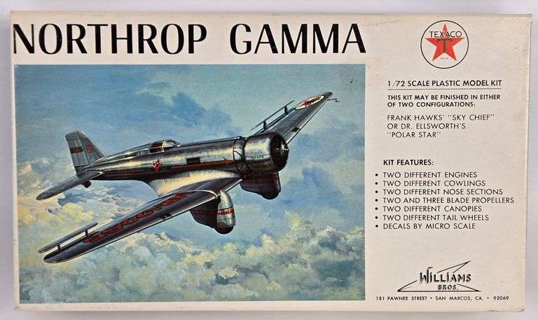 1/72 Scale Williams Bros. Northrop Gamma Plane Model Kit - NIB - Kraft ...