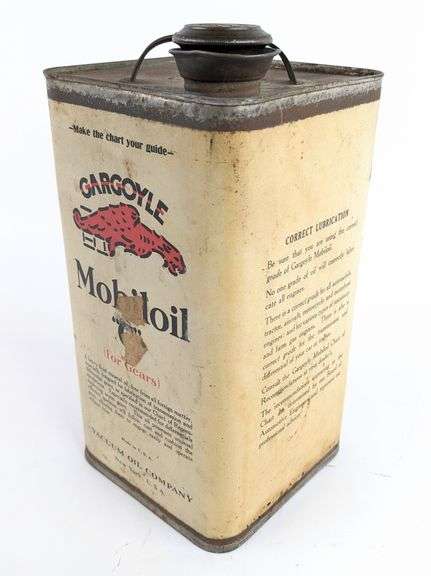 Early Mobiloil “C” Gargoyle 1 Gallon Oil Can w/ Lid - Kraft Auction ...