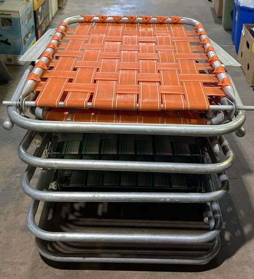 (MC) Vintage Aluminum Folding Lawn Beach Camping Chairs Lounge Webbed ...