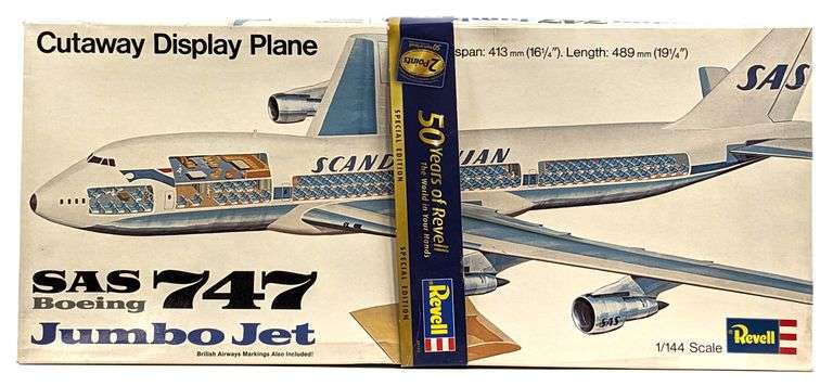 1/144 Scale Revell SAS Boeing 747 Jumbo Jet Cutaway Display Plane Model ...