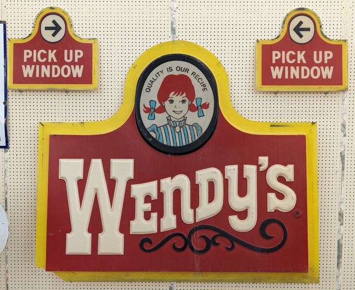 Vintage 6ft Wendy’s Embossed Plastic Adv Sign - Kraft Auction Service, LLC