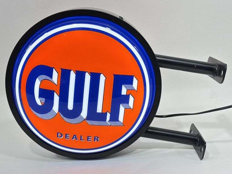 Custom Gulf Gas Station 2-Sided Lighted Sign - Kraft Auction Service, LLC