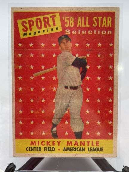 1958 Mickey Mantle Topps All Star Baseball Card - Kraft Auction Service ...
