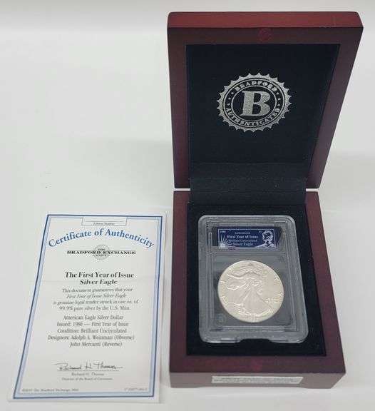 Bradford Exchange 1st Year U.S. Mint 1986 American Silver Eagle Dollar ...