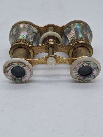 (F) 1800's Colmont(Paris) opera glasses/binoculars, brass/Mother of ...