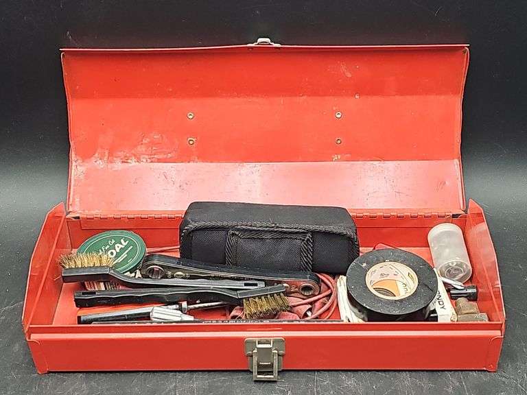 (K) Two 15" Utility/Tool Boxes, Contents Include: Vice Grips, Crescent ...