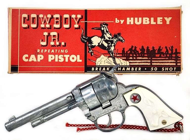 Hubley Cowboy Jr. Repeating Cap Pistol Gun w/ Box - Kraft Auction ...