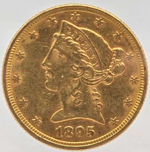 1895 United States Liberty Head Coronet Type Half Eagle $5.00 Gold Coin ...