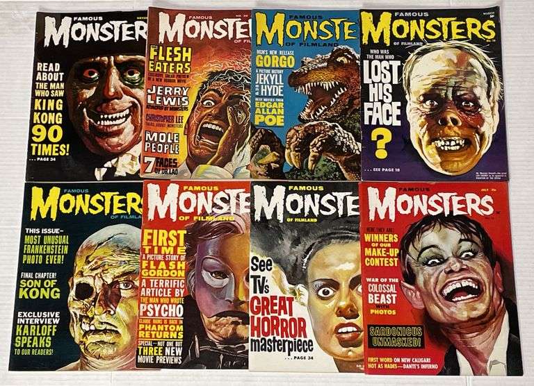 (AF) 8 Famous Monsters of Filmland Magazines - Kraft Auction Service, LLC