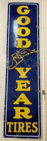 8ft Vintage SSP Goodyear Tires Vertical Sign - Kraft Auction Service, LLC