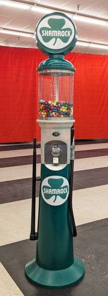 Custom Shamrock Visible Gas Pump Gum Ball Dispenser - Kraft Auction ...