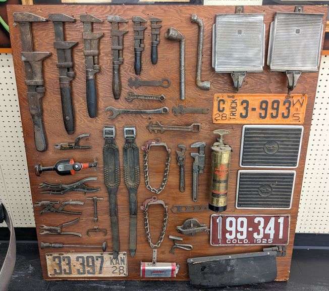 1920s-30s Automotive Shop Mounted Memorabilia Display - Kraft Auction ...