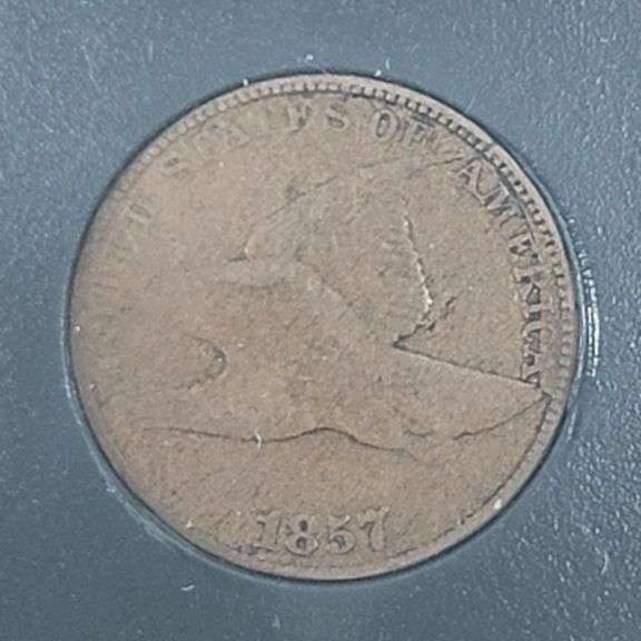 1857 United States Clashed Obverse Snow-9 Flying Eagle Cent - Kraft ...