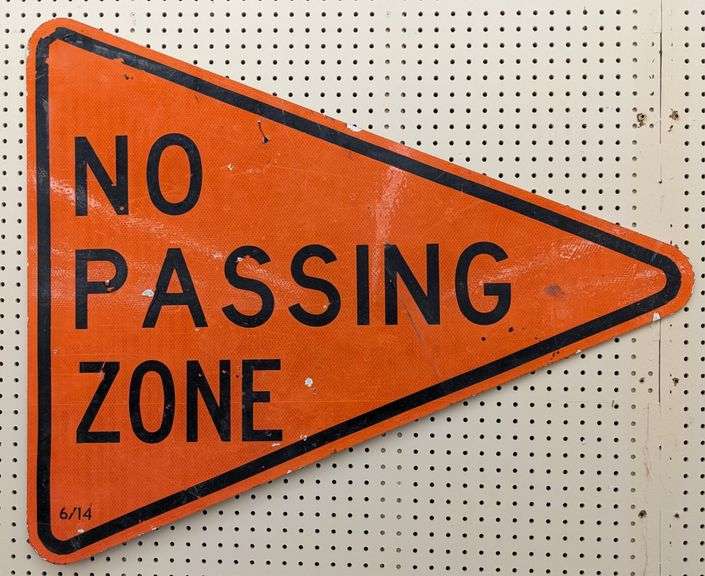 No Passing Zone Construction Sign - Kraft Auction Service, LLC