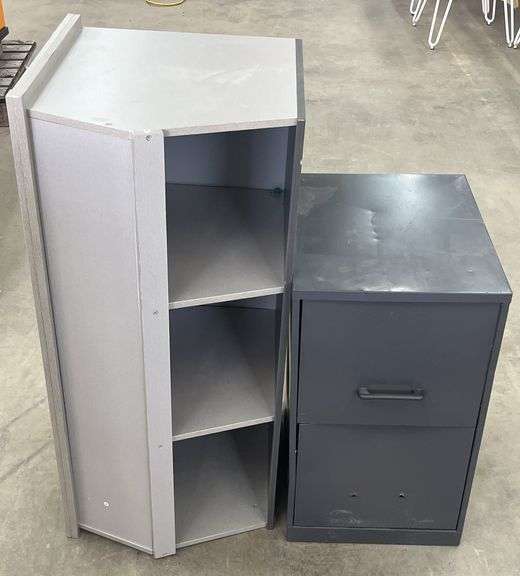 (E) Gray Storage Cubby And Small Filing Cabinet - Kraft Auction Service ...