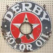 Vintage DSP Derby Motor Oil Adv Sign - Kraft Auction Service, LLC