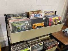 (I) Vintage Rolling Record Rack with Records 43” x 25” x 47” - Kraft ...