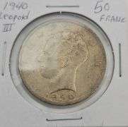 (A) 1940 Leopold III 50 Franc - Kraft Auction Service, LLC