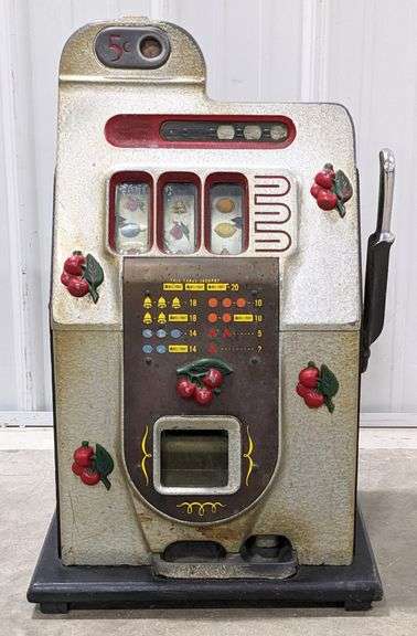 Vintage Mills Black Cherry 5¢ 3-Reel Slot Machine - Kraft Auction ...