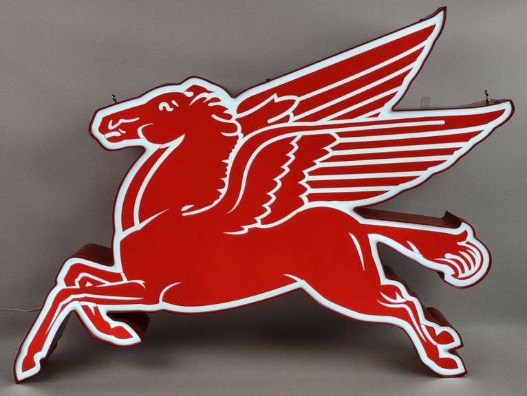 3-1/2ft Mobil Pegasus Custom Lighted Service Station Sign - Kraft ...