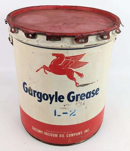 Vintage Mobil Gargoyle Grease 35lb Grease Can w/ Wood Handle - Kraft ...