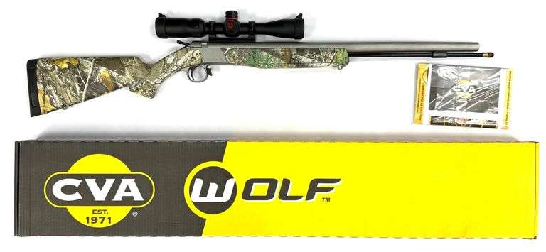 CVA Wolf .50 Caliber Top Break Black Powder Rifle with Scope in Box ...