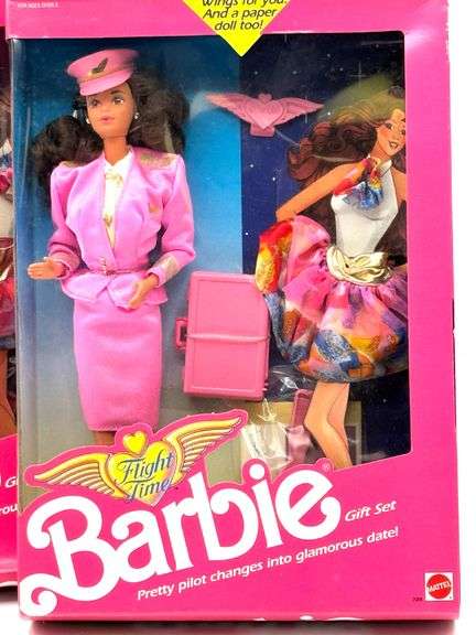 (2) Barbie 1989 Flight Time Pretty Pilot Gift Set Barbie Dolls - Kraft ...