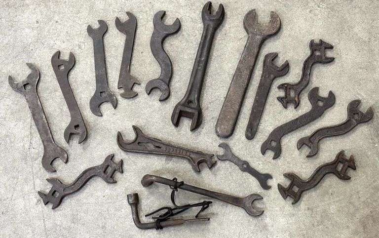 Multiple Open End Wrought Iron Wrenches And Lug Wrenches, Some FORD ...