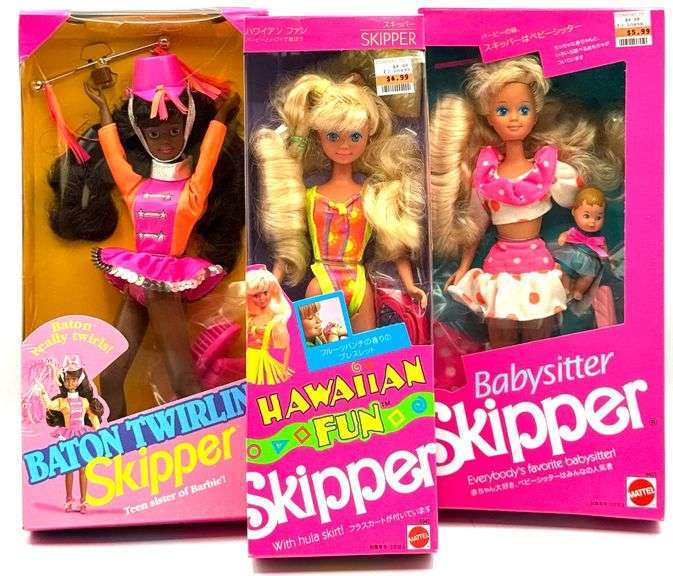1992 Barbie Baton Twirling Skipper, 1990 Babysitter Skipper & 1990 ...