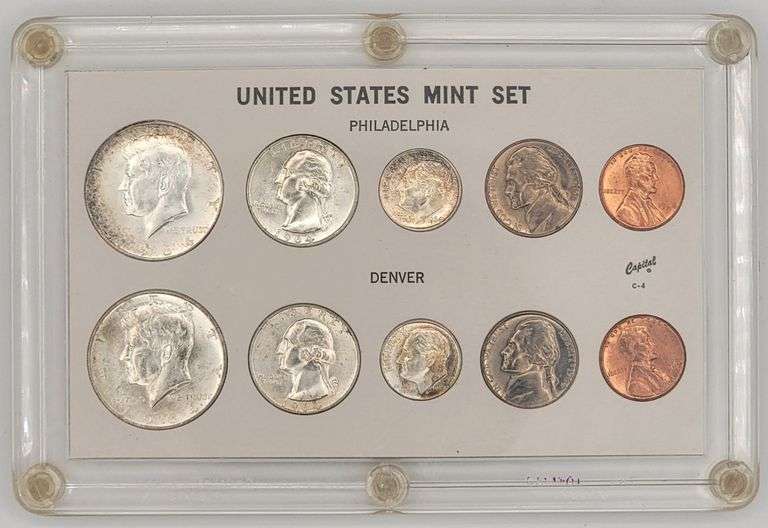 1964 United States Uncirculated Silver Mint Set - Kraft Auction Service ...