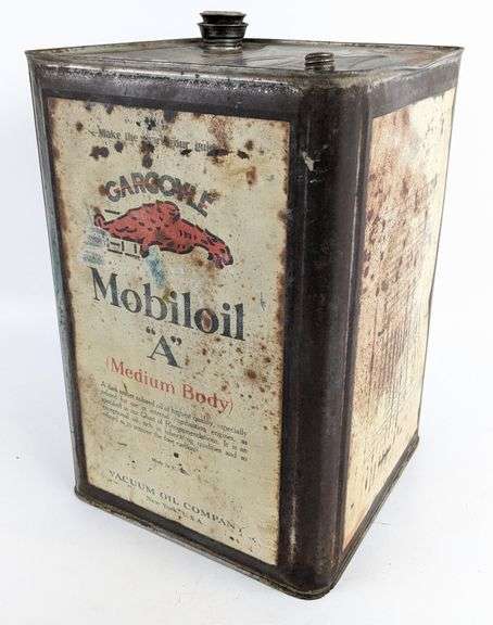 Early Gargoyle Mobiloil “A” 5 Gallon Oil Can w/ Cap - Kraft Auction ...
