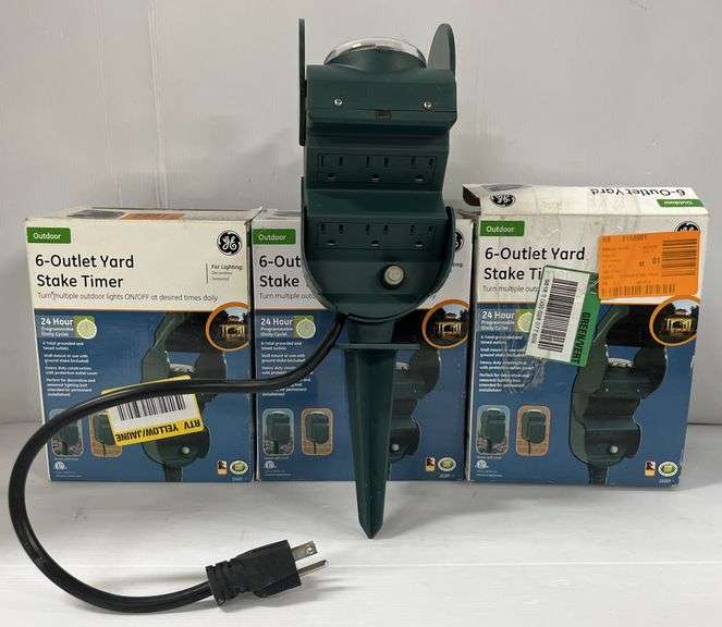 (R) GE Outdoor 6-Outlet Yard Stake Timers. - Kraft Auction Service, LLC