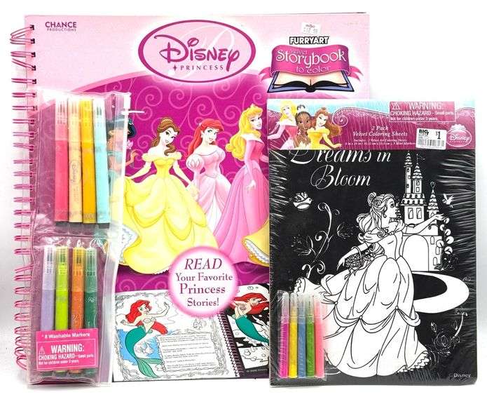 (2) Disney Princess Two Pack Velvet Coloring Sheets, Disney Princess ...